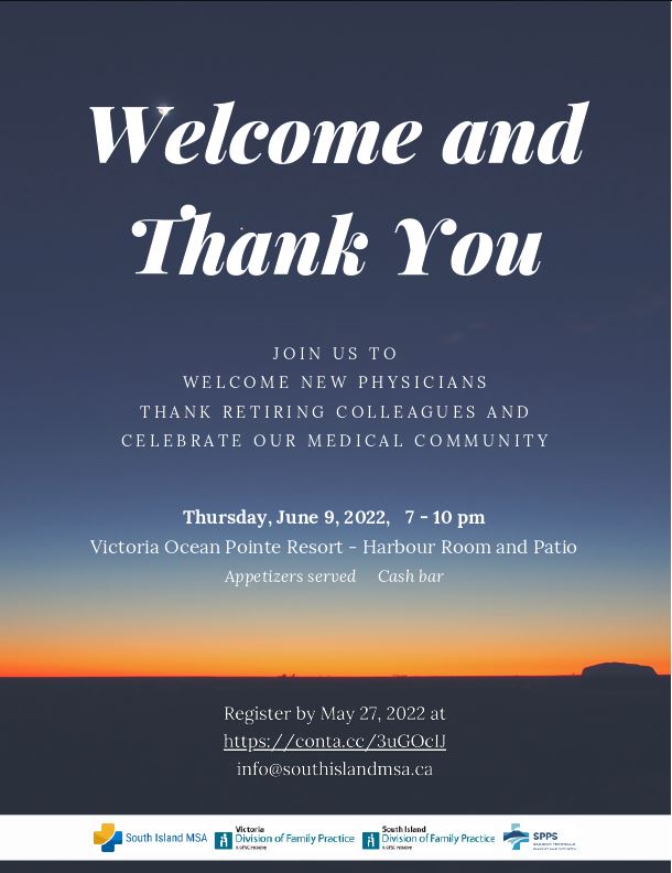 Welcome and Thank You - South Island Medical Staff Association